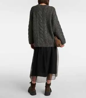 Brunello Cucinelli Cable-knit Alpaca-blend Sweater - Grey