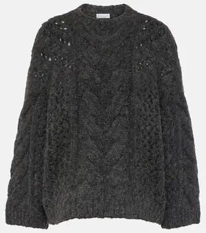 Brunello Cucinelli Cable-knit Alpaca-blend Sweater - Grey