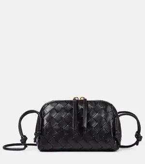Bottega Veneta Concert Mini Intrecciato Leather Pouch - Black