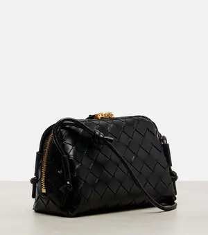 Bottega Veneta Concert Mini Intrecciato Leather Pouch - Black
