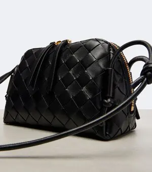Bottega Veneta Concert Mini Intrecciato Leather Pouch - Black