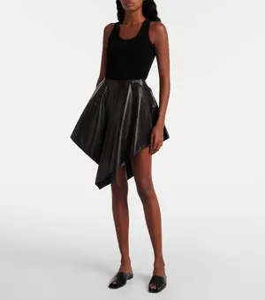 Alaïa Asymmetric Leather Miniskirt