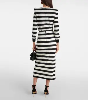 Balmain Striped Midi Skirt