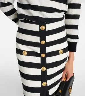 Balmain Striped Midi Skirt