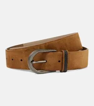 Brunello Cucinelli Monili Suede Belt - Brown