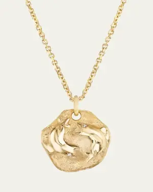 AARYAH 18k Yellow Gold Mini Diamond Zodiac Pendant Necklace - Pisces