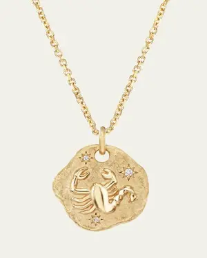 AARYAH Aaryah 18K Yellow Gold Mini Diamond Zodiac Pendant Necklace Scorpio