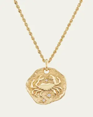 AARYAH Aaryah 18K Yellow Gold Diamond Zodiac Medallion Pendant Necklace Cancer