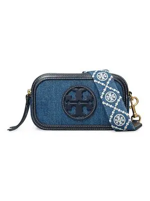 Tory Burch Tory Burch Mini Miller Denim Crossbody Bag - Denim