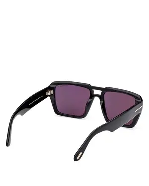 TOM FORD Flat Top Square Sunglasses, 56mm - Black/gray Solid