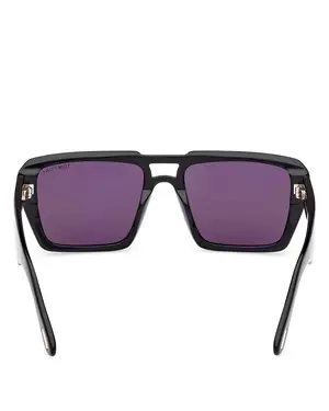 TOM FORD Flat Top Square Sunglasses, 56mm - Black/gray Solid