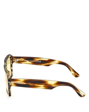 TOM FORD Flat Top Square Sunglasses - Havana/yellow Solid