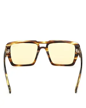 TOM FORD Flat Top Square Sunglasses - Havana/yellow Solid