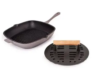 BERGHOFF Neo 2pc Cast Iron 11' Grill Pan & Slot Ed Steak Press - One-color