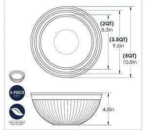 NORDICWARE White 3 Pc. Prep & Serve Mixing Bow L Set