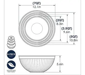 NORDICWARE White 8 Pc. Covered Bowl Set