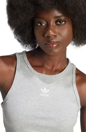 ADIDAS ORIGINALS Adidas Essentials Lifestyle Rib Crop Tank Top - Mgreyh