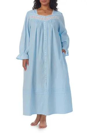 Eileen West Long Sleeve Cotton Ballet Nightgown - Blue