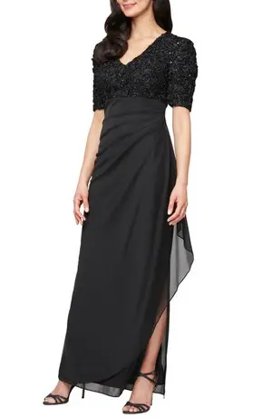 Alex Evenings Puff Sleeve Evening Dresses