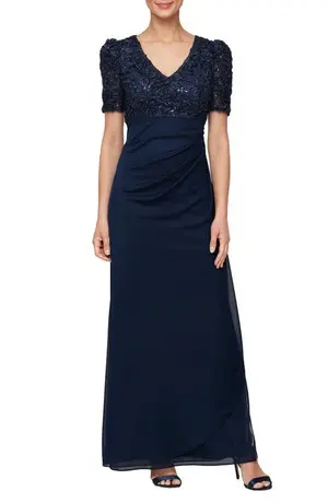 Alex Evenings Puff Sleeve Evening Dresses