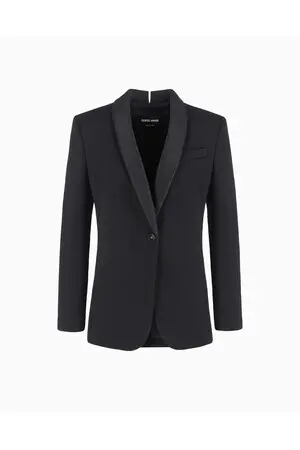 Giorgio Armani Single-breasted Virgin Wool Jacket - Black