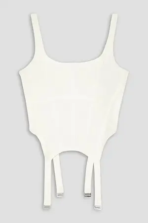 DION LEE Dion Lee Combat Canvas-Trimmed Ribbed Stretch-Cotton Tank Ivory