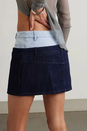 DION LEE Paneled Denim Mini Skirt