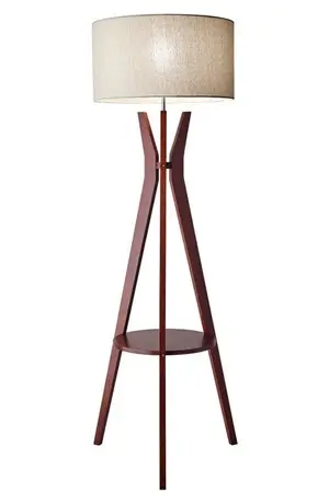 ADESSO Bedford Shelf Floor Lamp - Solid Walnut Wood