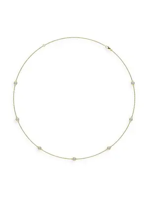 LAB GROWN DIAMONDS 14k Yellow Gold & Lab-grown 7-diamond Station Necklace/0.70 - 1.40 Tcw