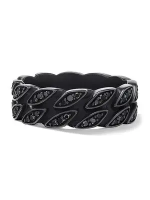 David Yurman Curb Chain Band Ring In Black Titanium - Black Diamond