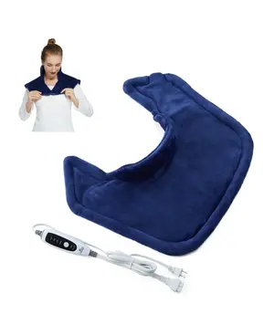 CAROMIO Weighted Electric Heating Pad For Neck And Shoulders - Navy Blue