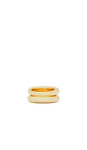 Ettika Modern Dome Ring Set In Metallic - Gold