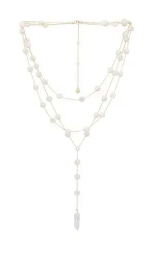 Ettika Coin Layered Lariat Necklace - Pearl