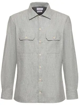 Brunello Cucinelli Wool Flannel Overshirt - Perla