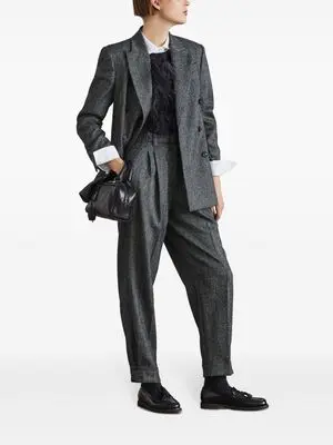 Brunello Cucinelli Herringbone-pattern Tailored Trousers