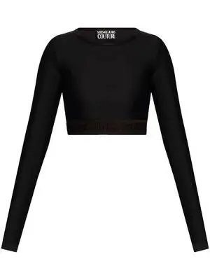 Versace Logo Cropped Top - Black