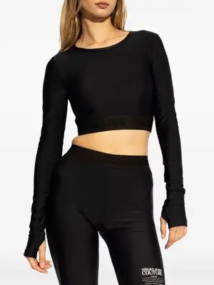 Versace Logo Cropped Top - Black
