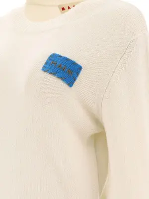 Marni Logo-appliqué Cashmere Jumper - Neutrals