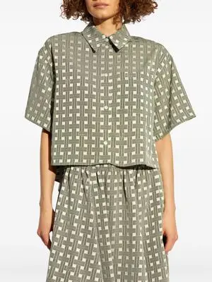 Kenzo Geometric Print Cropped Shirt