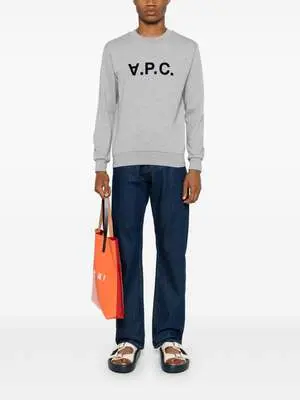 A.p.c. Flocked-logo Cotton Sweatshirt - Grey