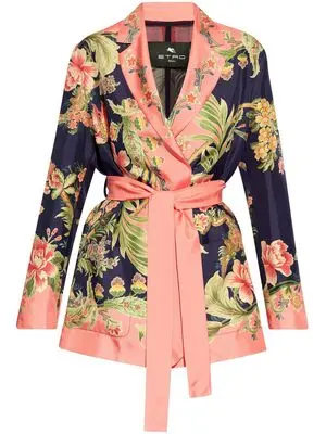 Etro Floral-print Silk Jacket - Blue