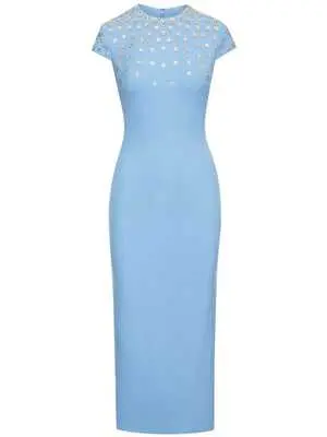Oscar De La Renta Crystal-embellished Midi Dress - Blue