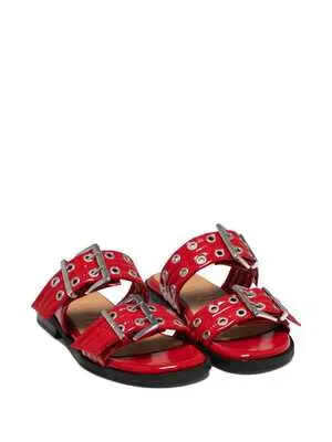 GANNI Buckle-fastening Slides - Red