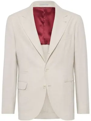 Brunello Cucinelli Single-breasted Wool Blazer - Neutrals