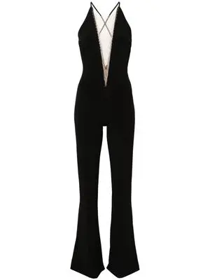 NISSA Plunging V-neck Jumpsuit - Black