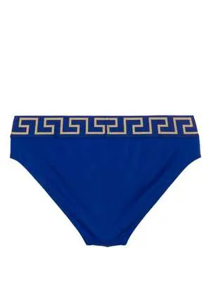 Versace Nylon-blend Swim Briefs With Greca Border - Blue