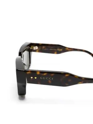 Gucci Tortoiseshell Rectangle Sunglasses - Brown