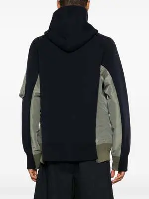 Sacai Panelled Drawstring Hoodie - Blue