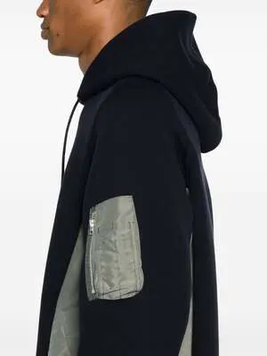 Sacai Panelled Drawstring Hoodie - Blue