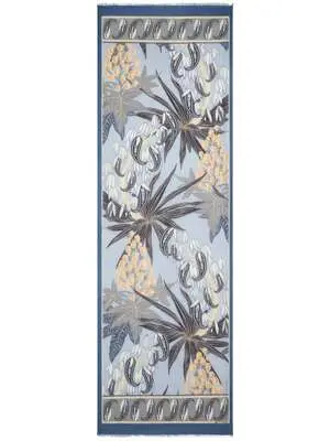 Etro Frayed Floral-print Scarf - Blue